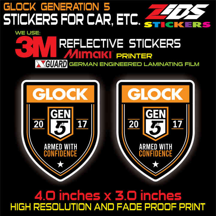 glock generation 5 3M reflective printed laminated sticker for cars ...