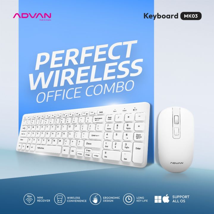 [Best Deals] ADVAN Mouse & Keyboard MK03 Wireless 2.4G Bluetooth ...