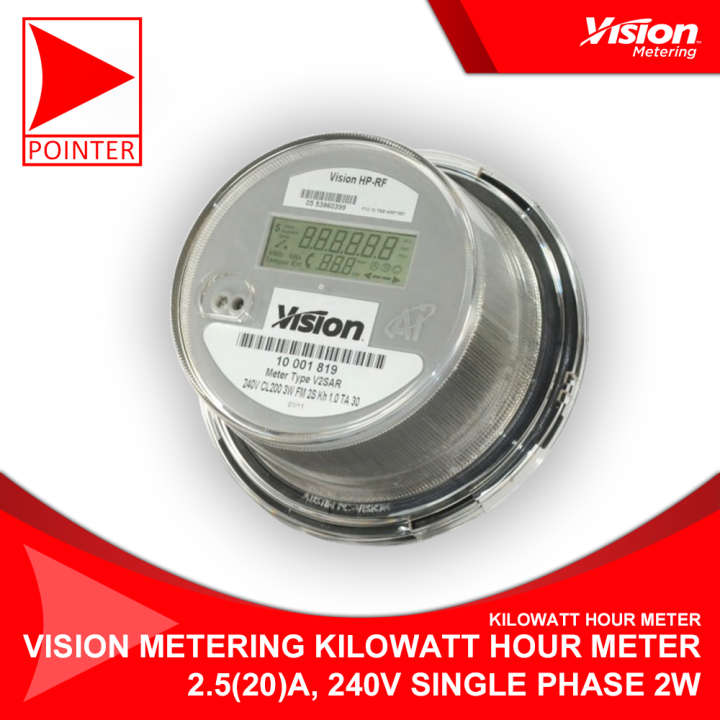 Vision Metering Kilowatt Hour Meter 2.5(20)A. 240V Single Phase 2W ...