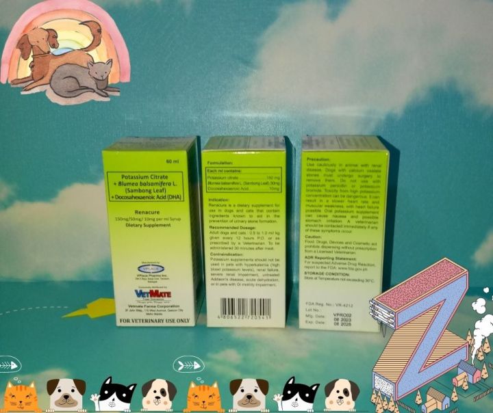 Papi Renacure Kidney Supplement for Dogs and Cats (60ml) with 1 FREE ...