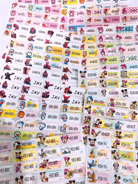 Small Size Waterproof Cartoons Name Stickers (68/160pcs) 可爱防水卡通姓名贴纸小号 ...