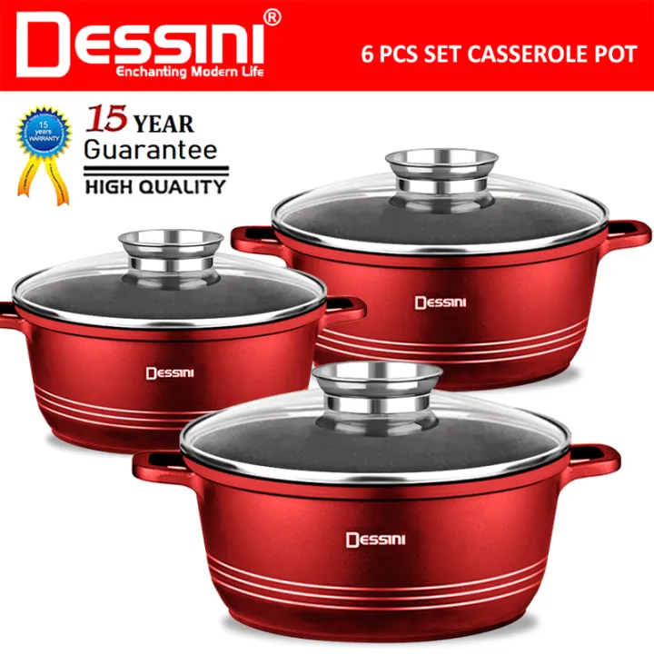DESSINI ITALY 6 PCS 20CM 24CM 28CM Casserole Die Cast Aluminium ...