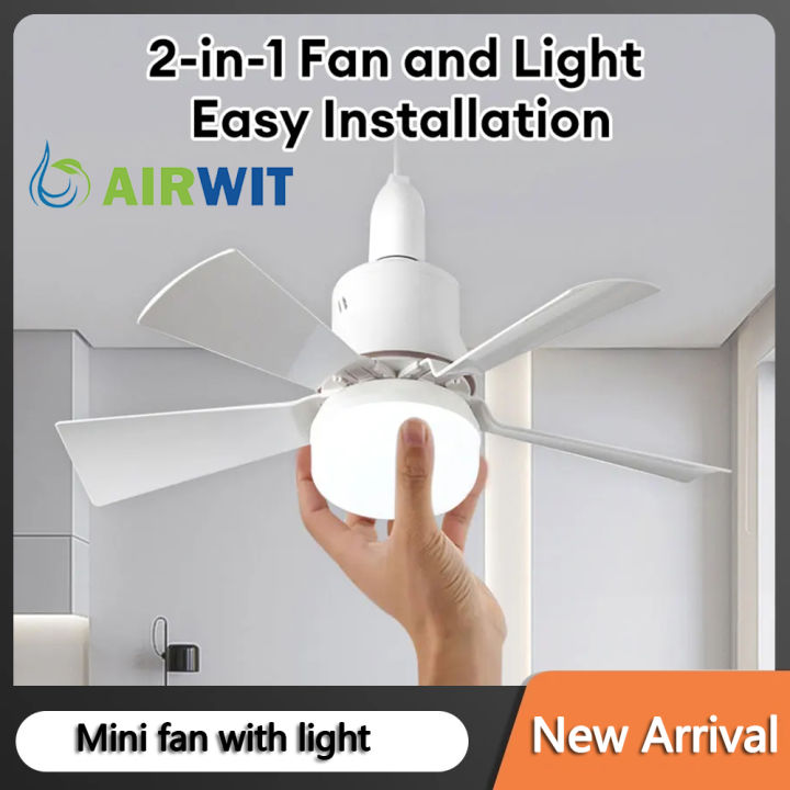 AIRWIT Mini Ceiling Fan 15.7-Inch with Remote Control Led Light Fan E27 ...