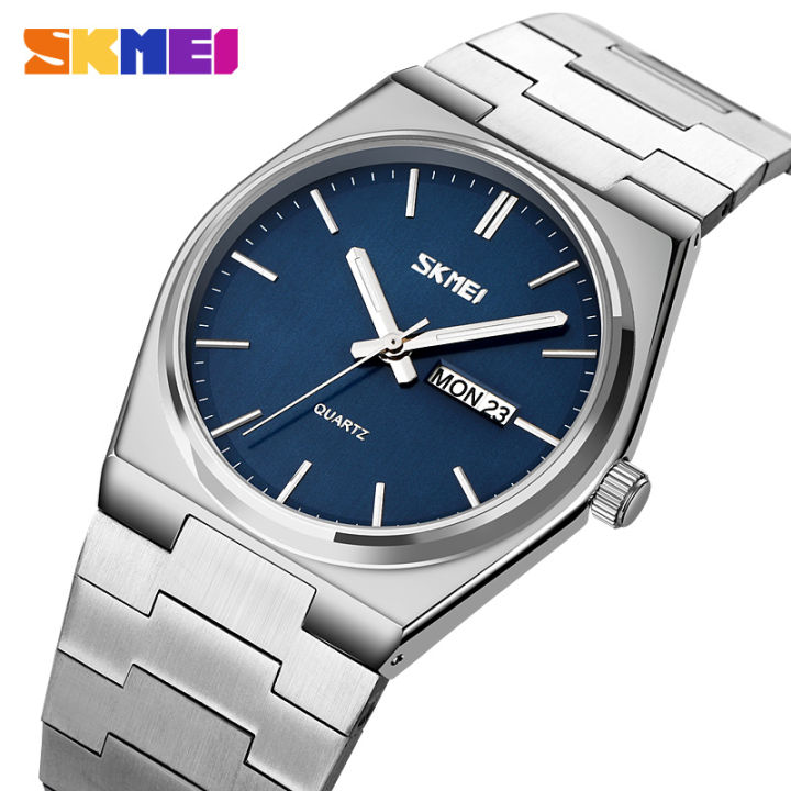 SKMEI New Casual Quartz Clock Male Full Steel Time Week Date Sports ...