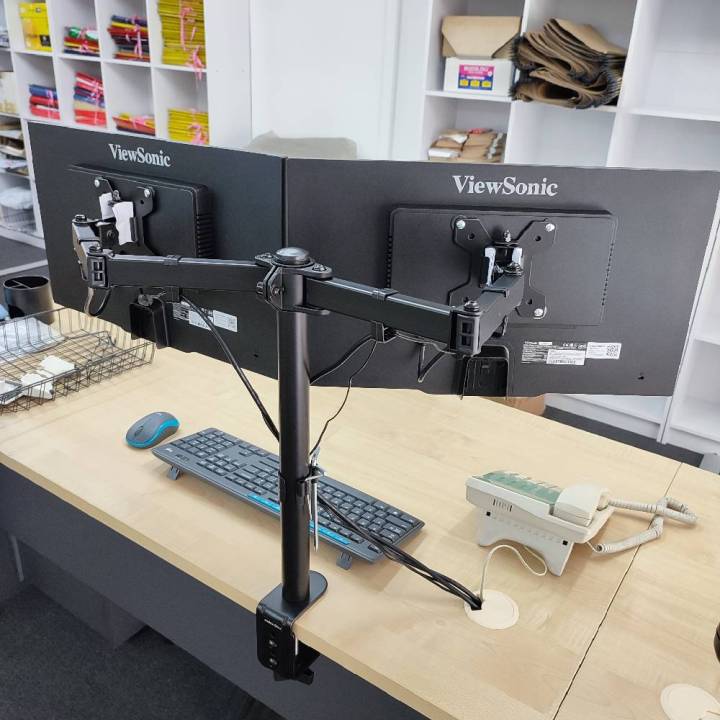 Dual LCD Monitor Desk Mount Stand Heavy Duty Fully Adjustable fits 2 ...