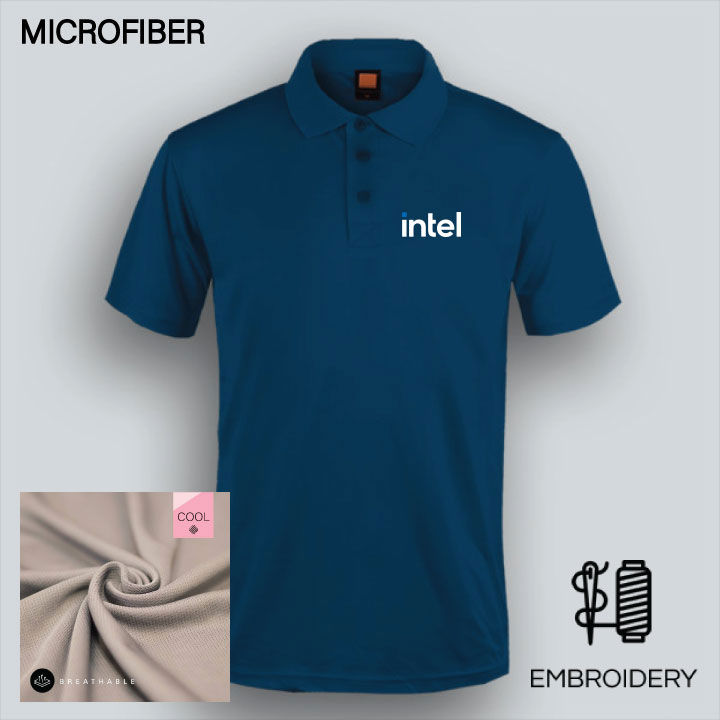 [Sulam] Microfiber Intel Microsoft Google Embroidery Polo T Shirt MEDR-138 | Lazada