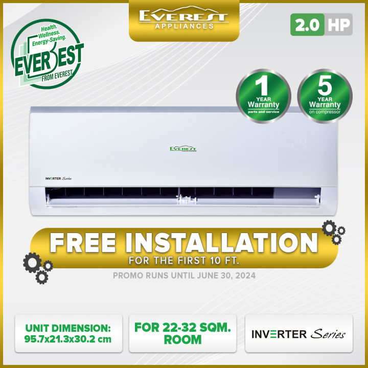 EVEREST 2.0HP Inverter Split Type Aircon | with Remote Control ...