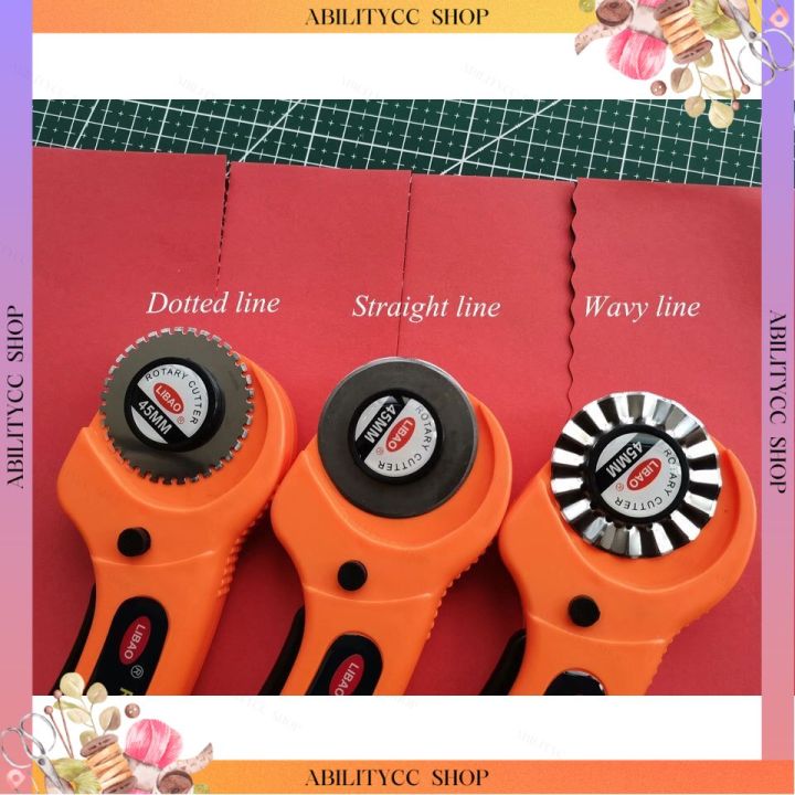 Dotted line 45mm Blades Manual Rotary Fabric Cutter Craft Cloth Leather ...