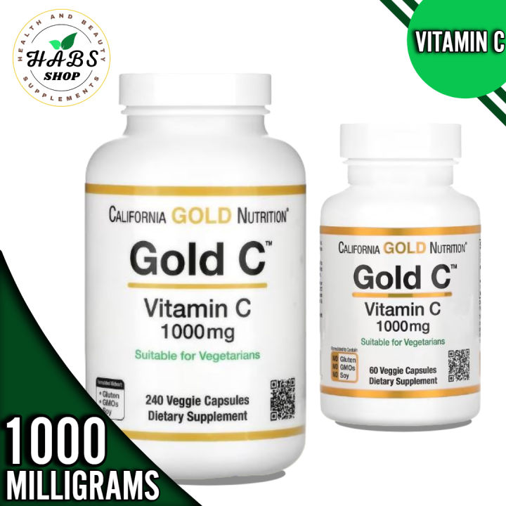 Vitamin C, California Gold Nutrition Gold C 1000 mg 60 Veggie Capsules ...