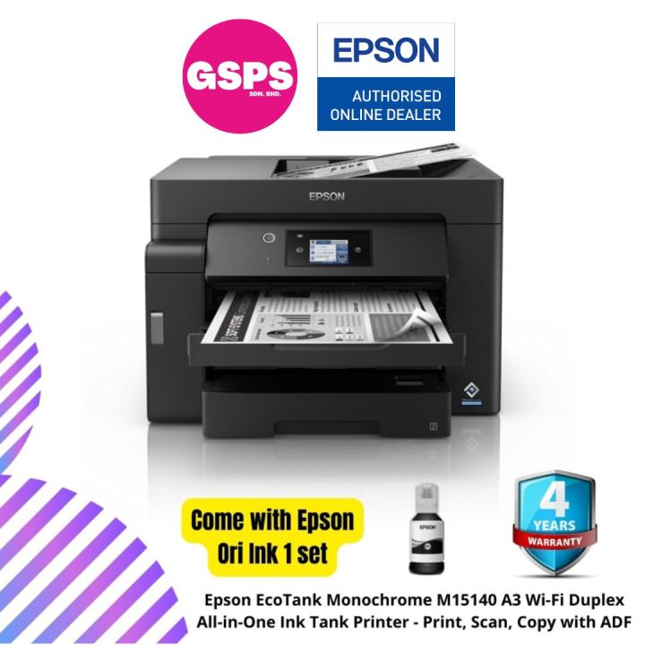 Epson EcoTank Monochrome M15140 A3 Wi-Fi Duplex All-in-One Ink Tank ...