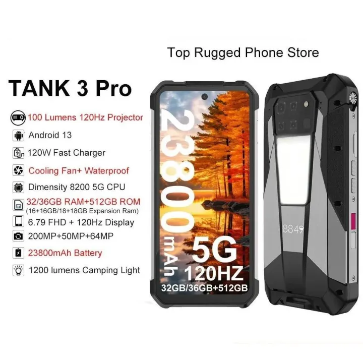 【Official shop】Unihertz Tank 3 Pro 8849 with 100 Lumens 120Hz Projector ,16GB/18GB RAM,512GB ROM ...