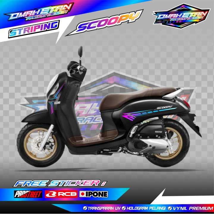 STRIPING VARIASI HONDA SCOOPY 2021 / STICKER LIST VARIASI MOTOR HONDA ...