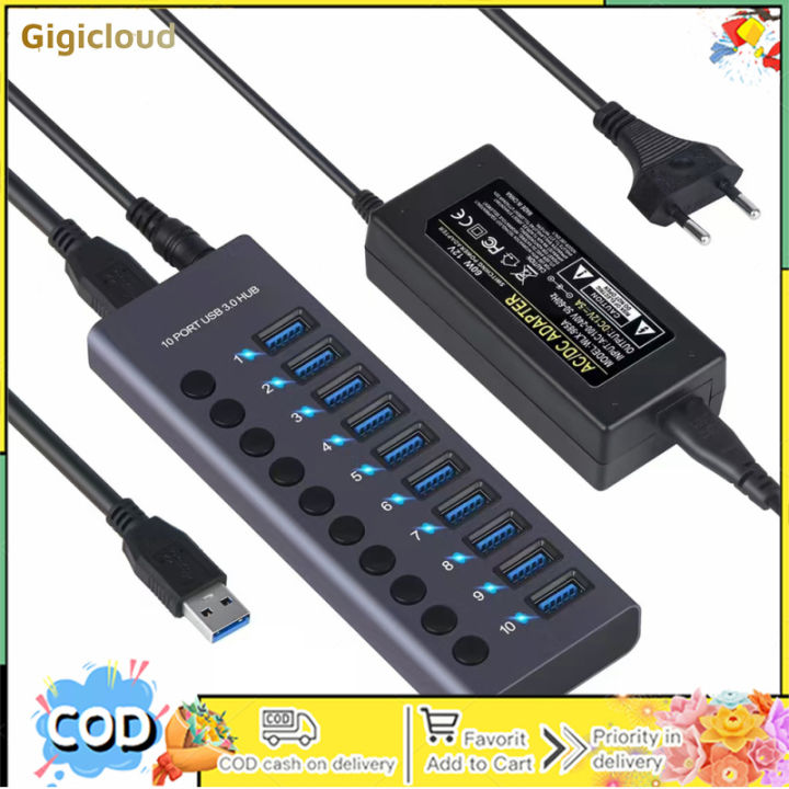 Usb 3.0 Hub 10-port Hub Docking Station With Independent Switch Usb ...