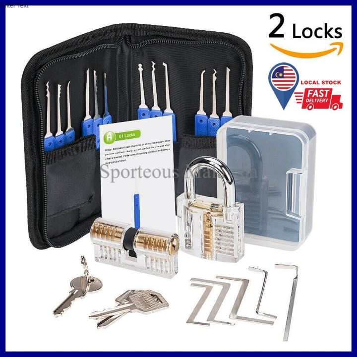 (READY STOCK) 24-IN-1 Locksmith Transparent Visible Practice Padlock Lock Training Skill ...