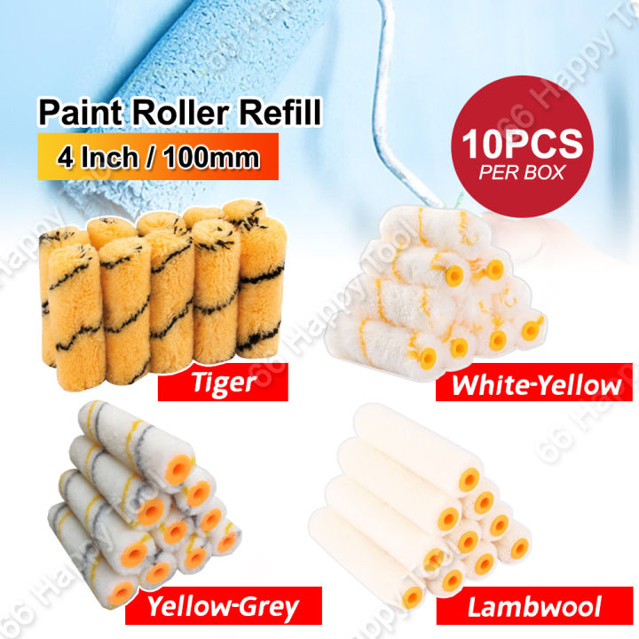 4 Inch 10pcs Per Box Tiger Pattern Lambwool Yellow Paint Roller Refill ...