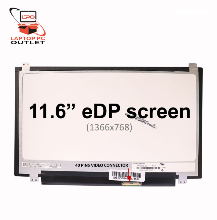 LPO Laptop LCD Screen 11.6" 40pins HD 1366x768 ScreenChimei Innolux ...