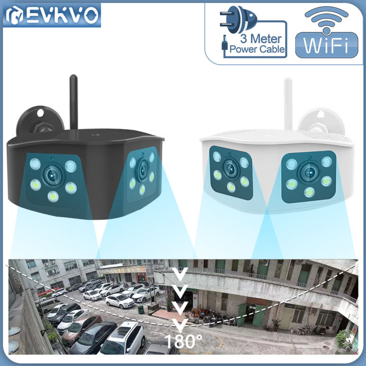 EVKVO 8MP Dual lens 180 Degree Wide Angle WIFI IP Camera Outdoor ...