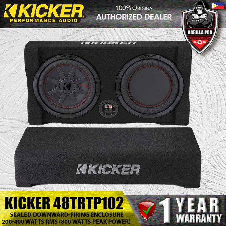 NEW! Kicker 48TRTP102 Sealed downward-firing enclosure with CompRT® 10" shallow-mount subwoofer ...