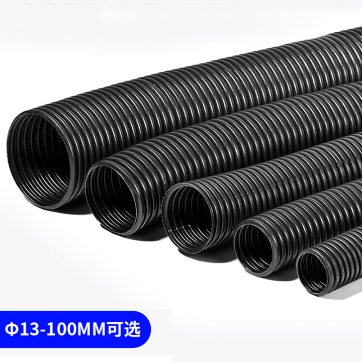 Black PE plastic corrugated pipe, nylon plastic PP threading hose ...
