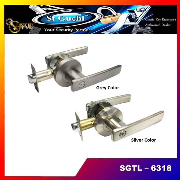 St Guchi Tubular Lever Handle Lock set SGTL-6318 Grey or Silver ...