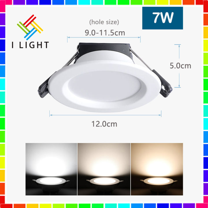 LED Recessed Three Color Downlight Ceiling Lights Panel Light Pin Light ...