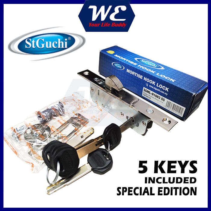 ST GUCHI MORTISE HOOK LOCK SGML-H1683SS SINGLE & FREE 5 KEYS | Lazada