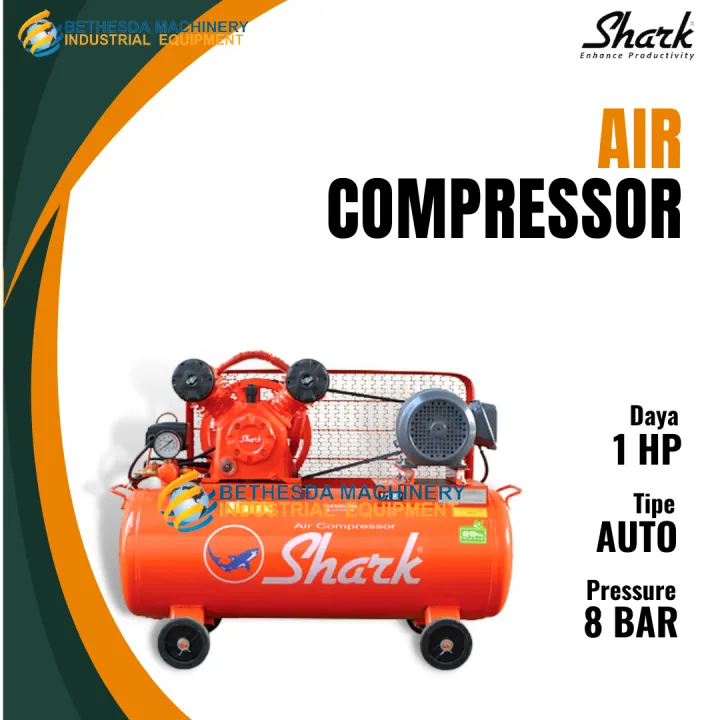 Kompresor Udara 8 Bar 1 HP / 1.1 KW Shark Air Compressor Auto listrik ...