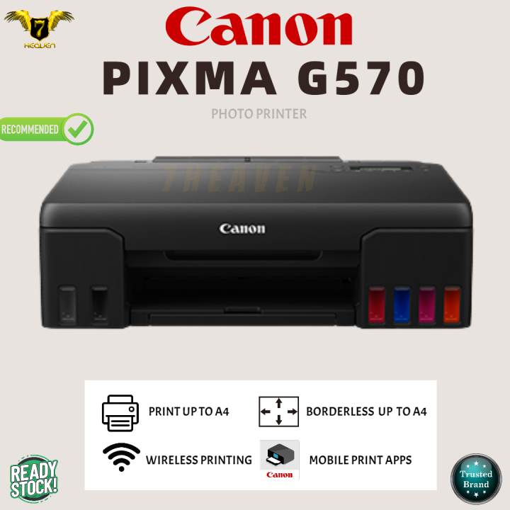 Canon PIXMA G570 Single Function Ink Tank Wireless Photo Printer ...