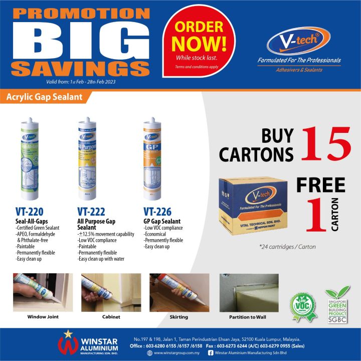 VT-222 V-Tech Acrylic Sealant - 450ML (WHITE) | Lazada