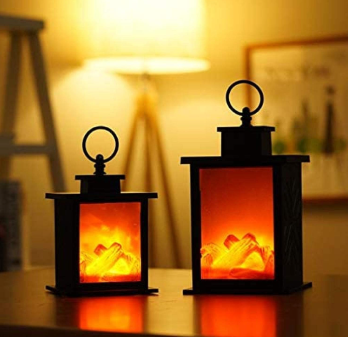 Portable LED Fireplace Lantern Flameless Log Fire Effect Lamp | Lazada PH