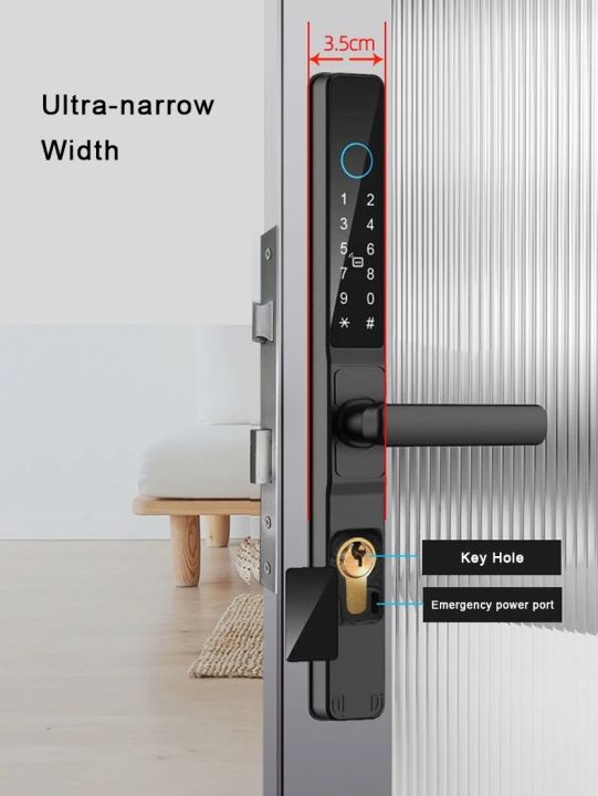 Tuya Wifi Smart Aluminum Door Lock Waterproof Fingerprint APP Password RFID Card Digital ...