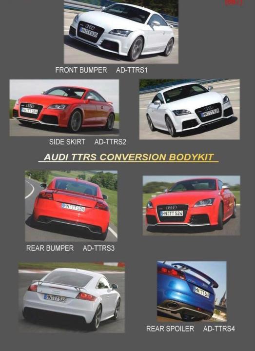 Audi TT ttrs mk2 RS body kit bodykit front rear bumper side skirt lip ...