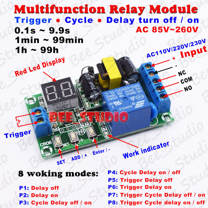 yingke 10a Ac110v 220v 230v High Power Multifunction Timer Relay Module With Digital Led Display ...