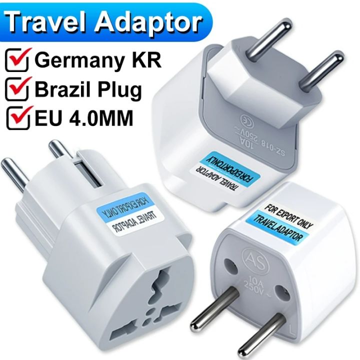 Universal EU Plug Adapter International AU UK US To EU Euro KR Travel Adapters Converters ...