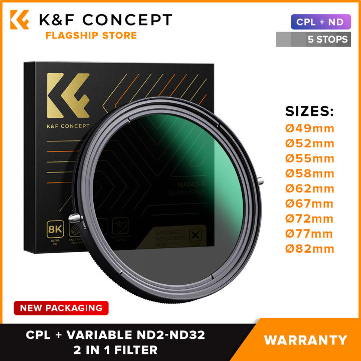K&F Concept PH Official Nano-X CPL + Variable FADER NDX ND2-ND32 Filter 49mm 52mm 55mm 58mm 62mm ...
