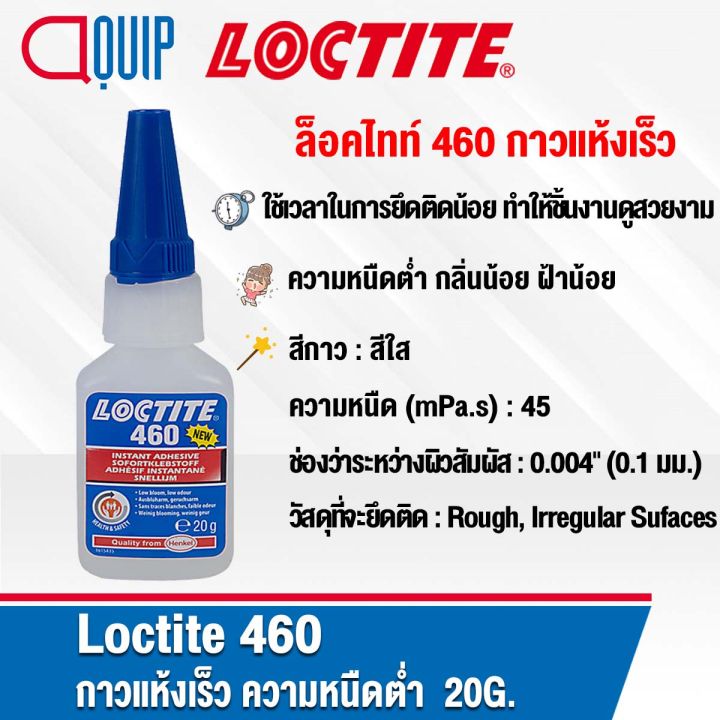 LOCTITE 460 Instant Adhesives กาวแห้งเร็ว ความหนืดต่ำ กลิ่นน้อย ฝ้าน้อย ...