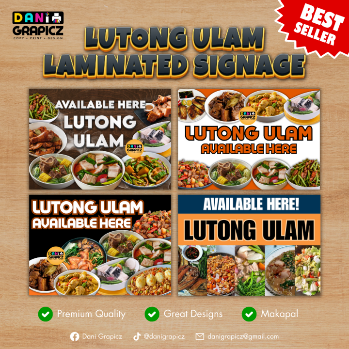 Lutong Bahay Signage Laminated Display Carinderia Karinderya Eatery ...