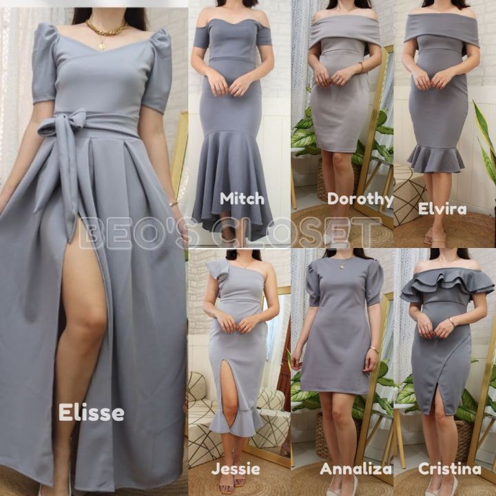 LIGHT GRAY/ DARK GRAY / MIXED SILVER THEM FORMAL NEOPRENE DRESS GOWN ...
