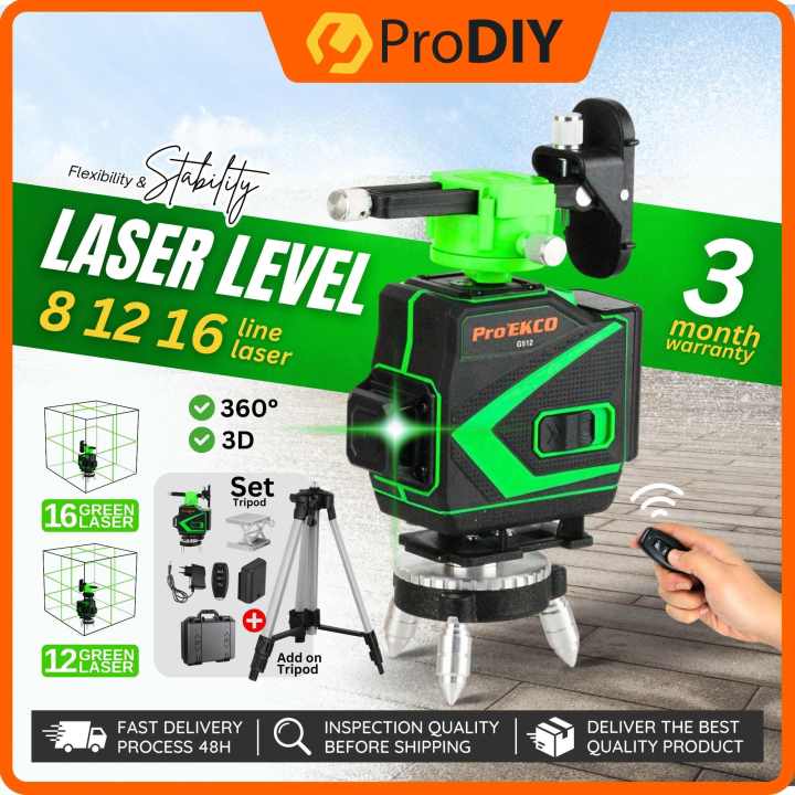 PRO' EKCO Laser Level 8 Line 12 Line 16 Line 3D 4D 360° Rotary ...