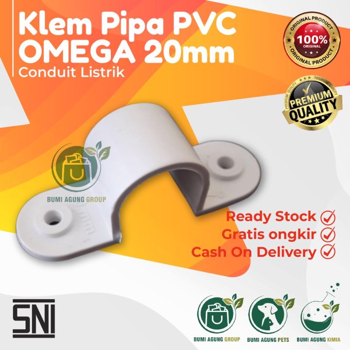 Klem Pipa PVC Conduit Konduit Listrik OMEGA PUTIH 20 MM 20mm PREMIUM ...