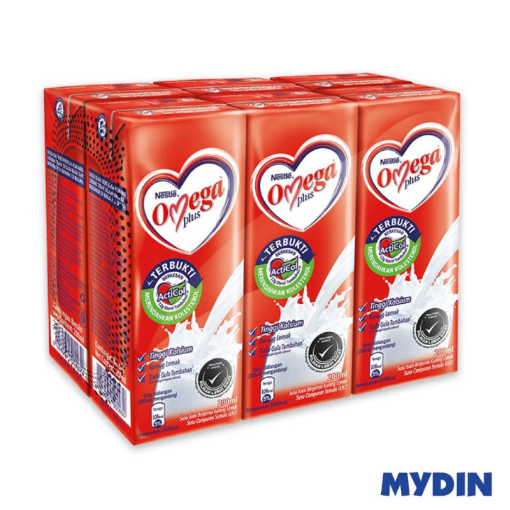 Nestle Omega Plus UHT Plain Milk (6 x 200ml) | Lazada