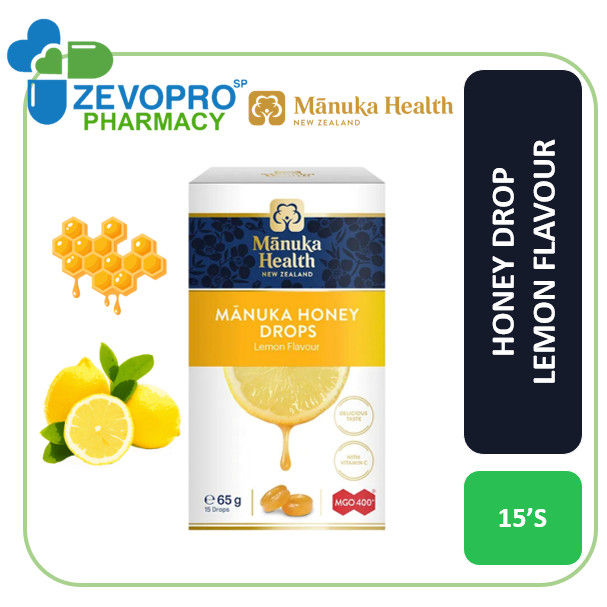 Manuka Health Honey Drops MGO400+ with Lemon 15'S Drops [EXP 01/2027 ...