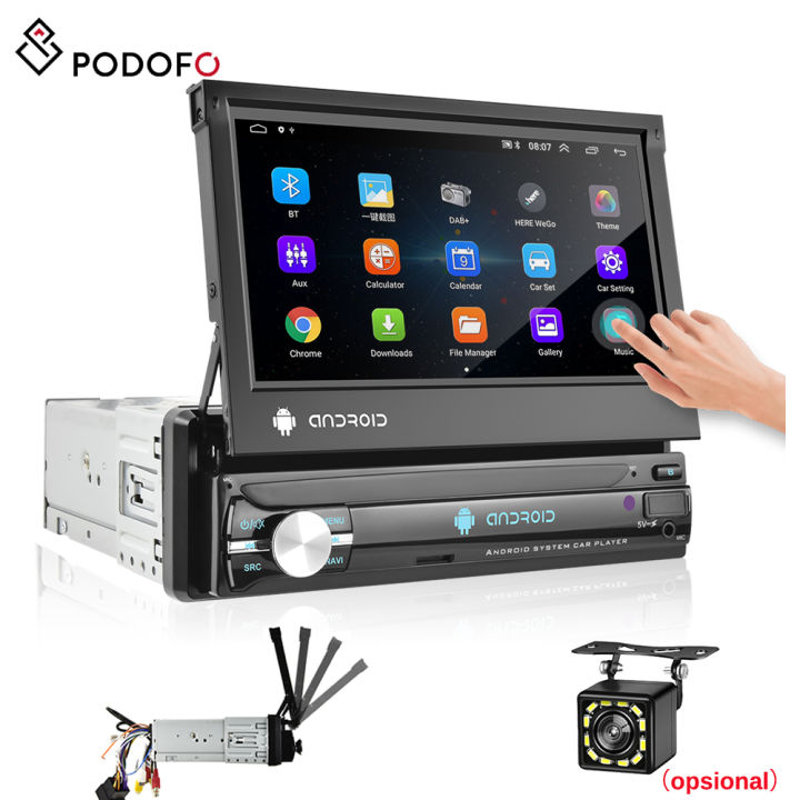 Android 10.1 Radio mobil Autoradio 1 Din 7 '' 2+32G Layar lipat ...