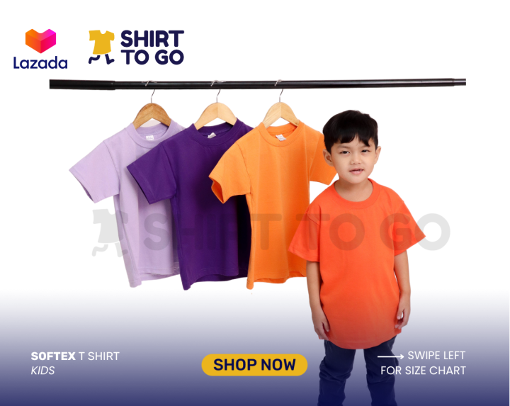 KIDS SIZE Plain TSHIRT Softex VIOLET and ORANGE | Lazada PH