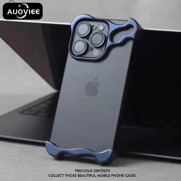 AUOVIEE Titanium Metal Phone Case For iPhone 16 15 14 13 Pro Max With ...