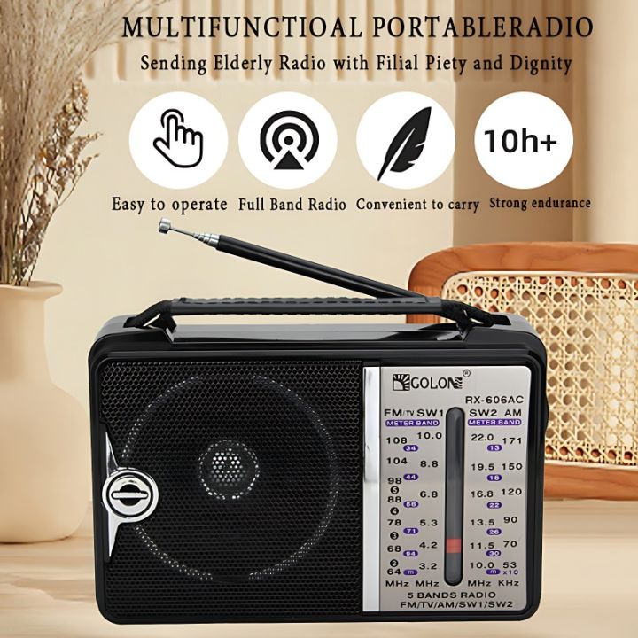 SW-606AC Radios FM/AM/SW1/SW2 4 Band Portable Radio Multiband Radio ...