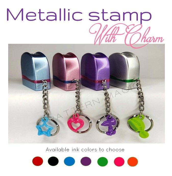 Personalized Stamp customized rubber stamps METALLIC pre inked self inking with keychain and ...