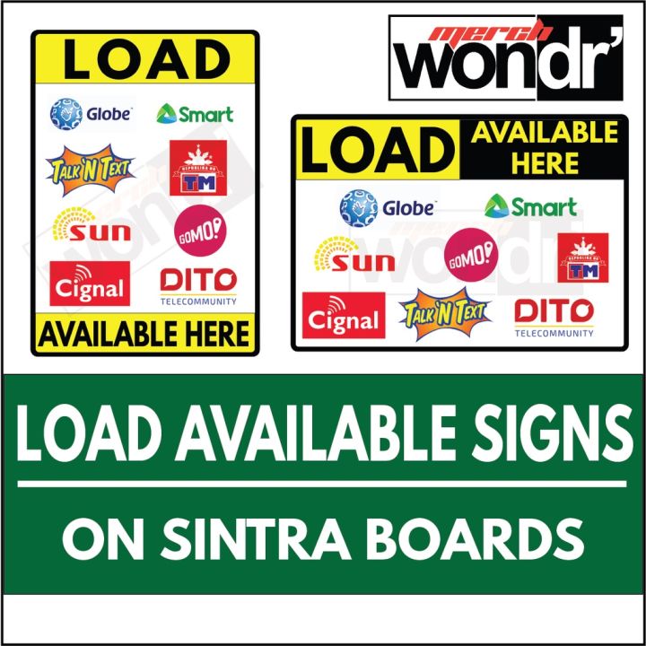 COD Load Available Signs, E-load, Loading Station Signage. Globe, Smart ...