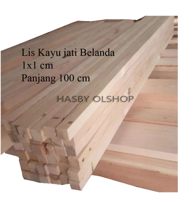 Lis Kayu Jati Belanda Reng Kayu Ukuran 1X1X100 cm isi 6 Batang Siap ...
