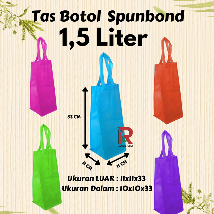 Tas Botol Spunbond 1,5 Liter 11x11x33 (Ukuran Luar) / Goodie Bag Toples ...